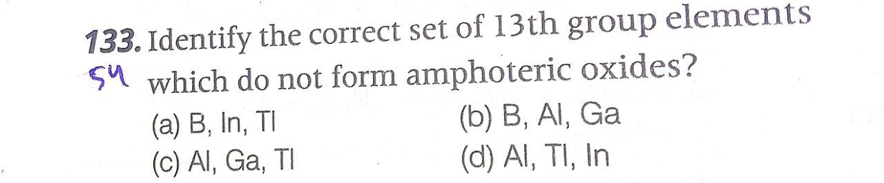 Solved 133. Identify the correct set of 13th group elements | Chegg.com