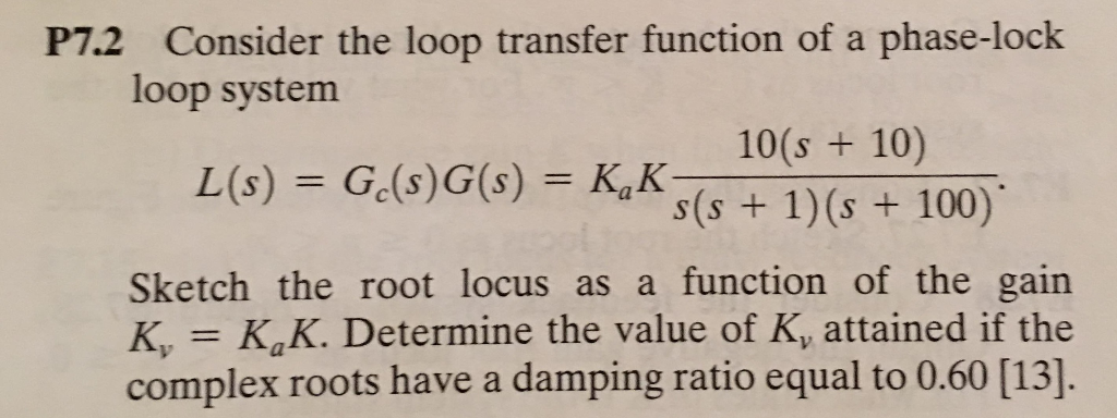 Solved P7.2 Consider the loop transfer function of a loop | Chegg.com