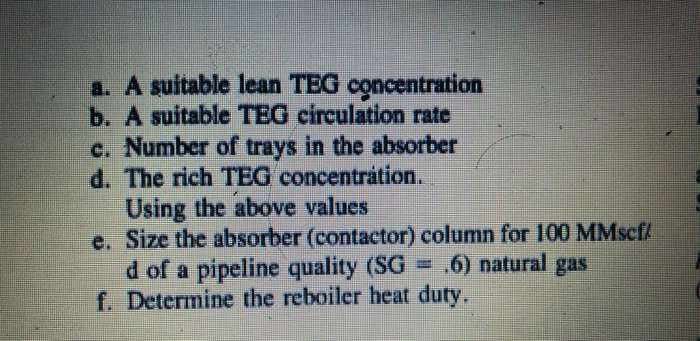 2. Natural gas enters a TEG dehydrator at 985 psig | Chegg.com
