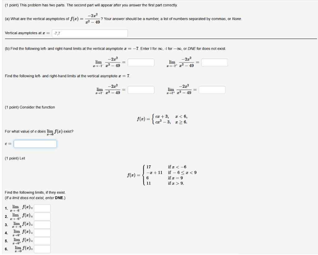 Solved (1 point) This problem has two parts. The second part | Chegg.com