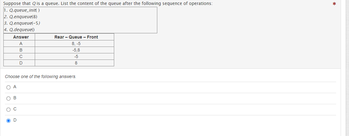 Solved 3 Suppose that Qis a queue. List the content of the | Chegg.com