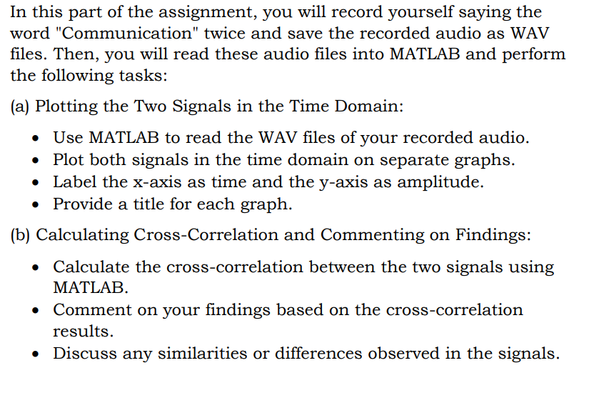 Solved In this part of the assignment, you will record | Chegg.com