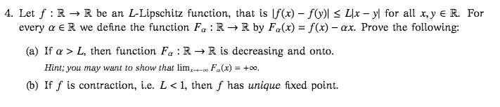 Solved 4. Let f: RR be an L-Lipschitz function, that is | Chegg.com