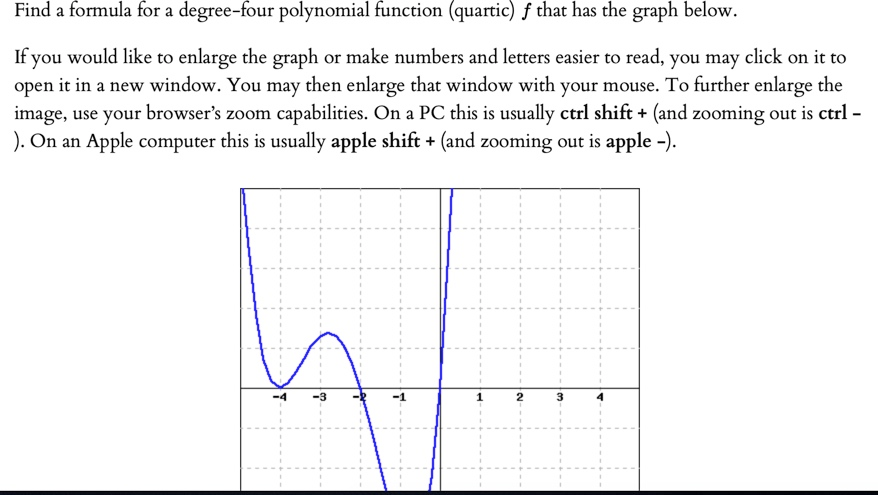 Solved Find a formula for a degree-four polynomial function | Chegg.com