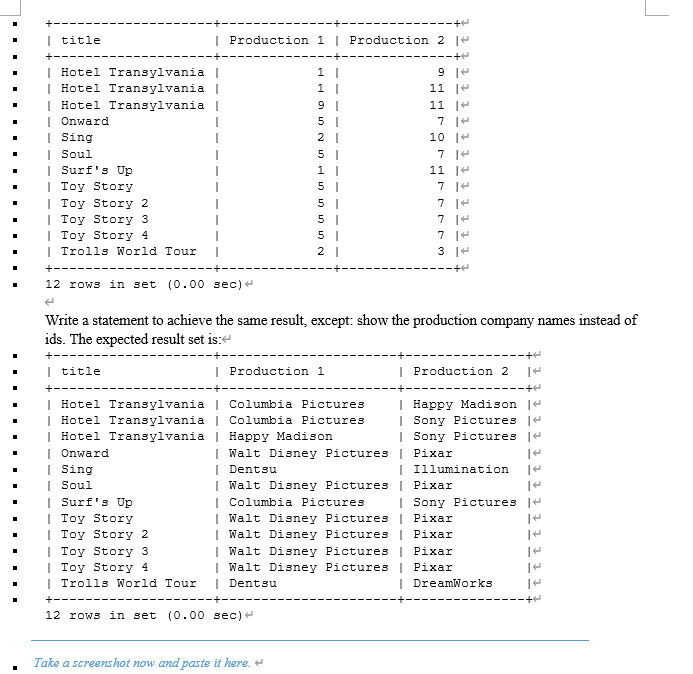 Solved given table “movie” ， ”production“，”movie_prod"solve | Chegg.com