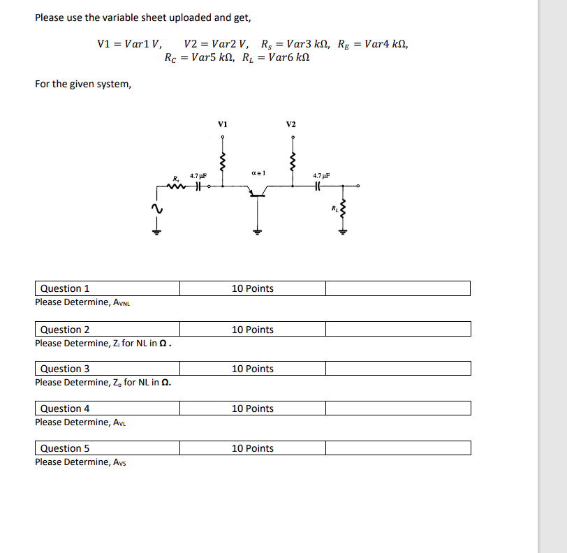 Solved Please use the variable sheet uploaded and get, | Chegg.com