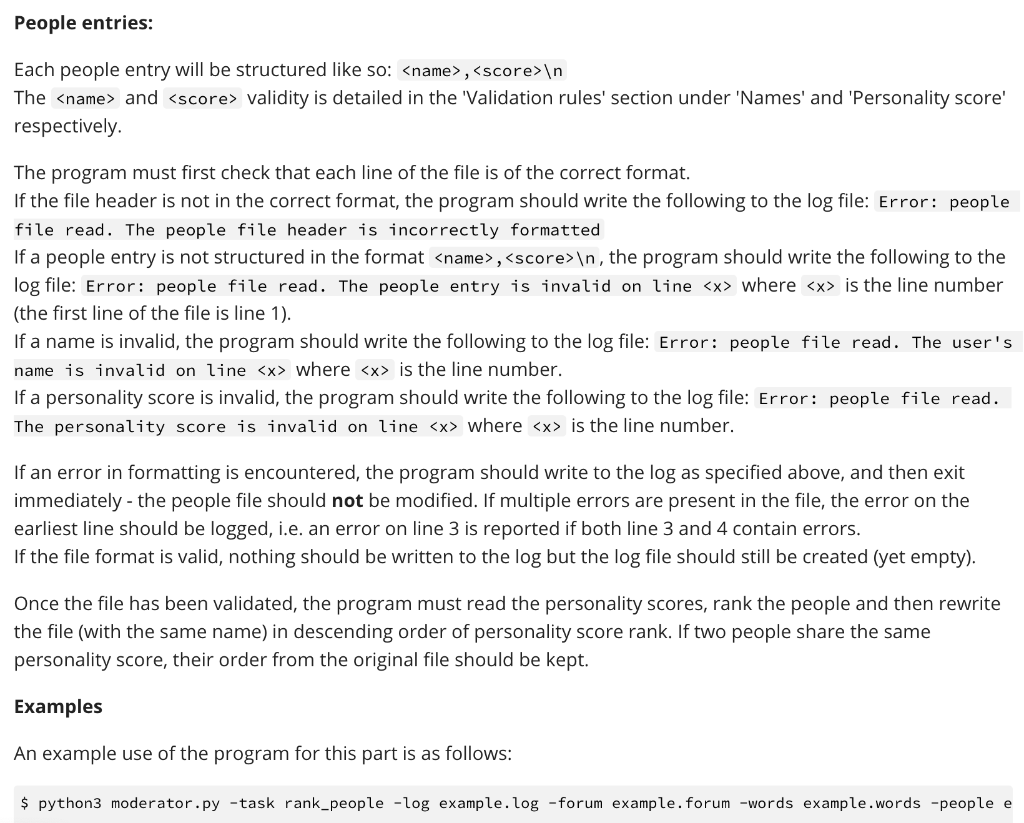 Your task is to create a program called moderator.py | Chegg.com