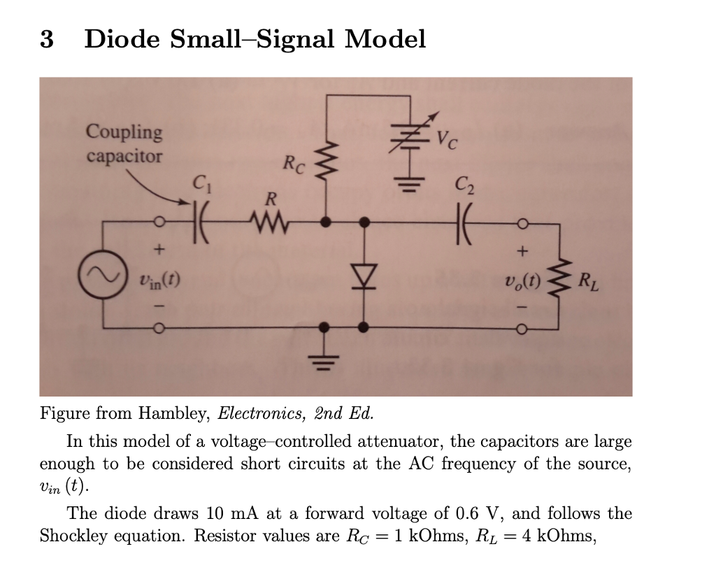 Solved 3 Diode Small-Signal Model Coupling capacitor Vin) | Chegg.com