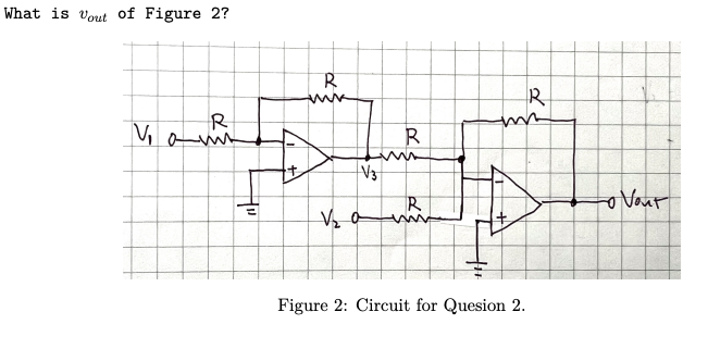 Solved What is vout of Figure 2? R है R. R Vom R w V3 R 1+ | Chegg.com