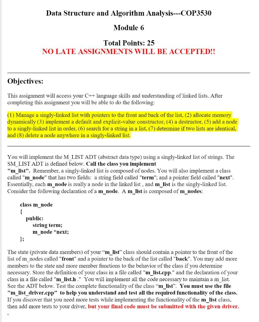 Solved Data Structure and Algorithm Analysis---COP3530 | Chegg.com