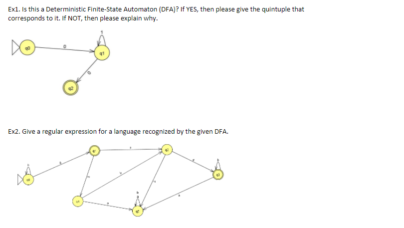 Solved Ex1. Is this a Deterministic Finite-State Automaton | Chegg.com