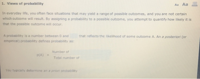 Solved 1. Views of probability Aa Aa In everyday life, you | Chegg.com