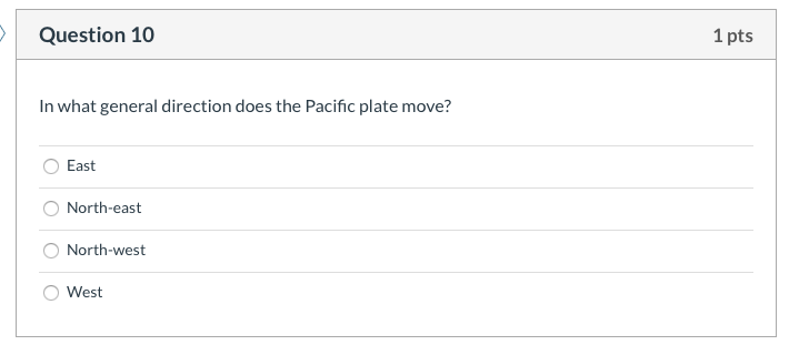 Solved Question 10 1 pts In what general direction does the | Chegg.com