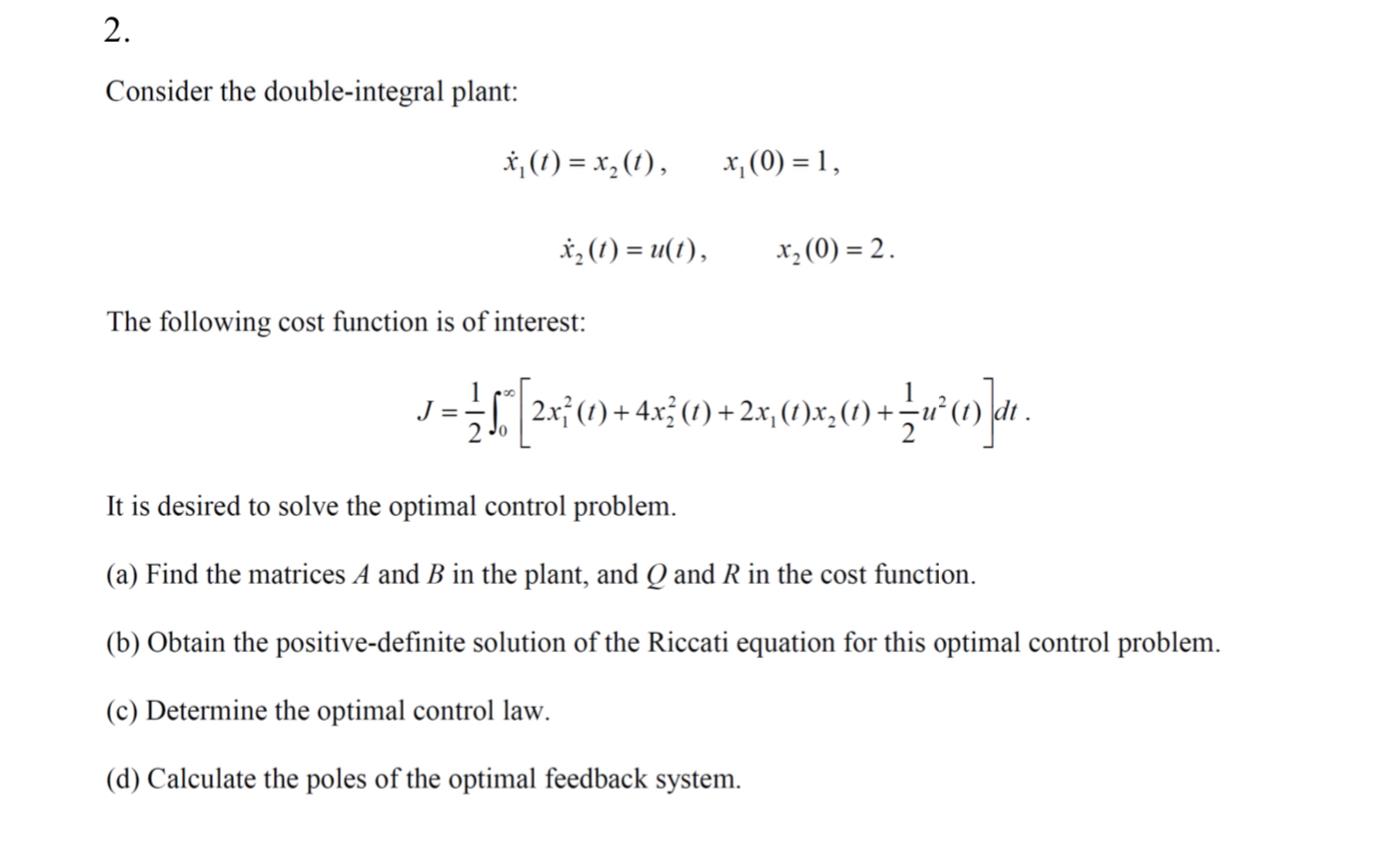 Consider the double-integral plant: | Chegg.com