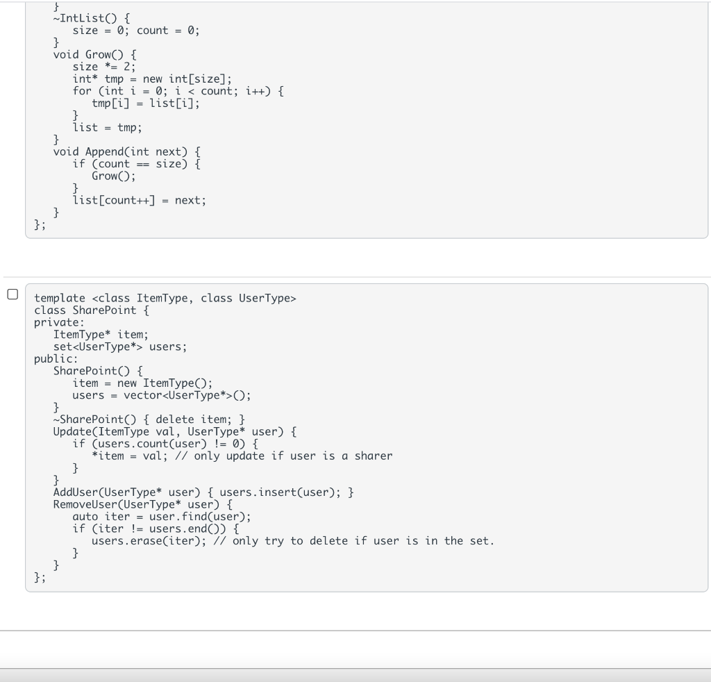 Solved Which of the following classes demonstrate the idea | Chegg.com