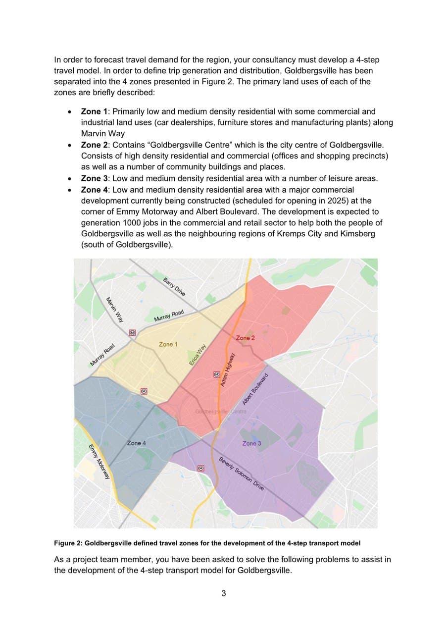 Solved Travel demand forecasting of "Goldbergsville" The | Chegg.com