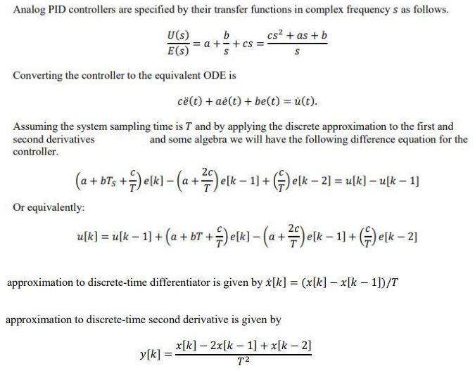 Solved Analog PID controllers are specified by their | Chegg.com