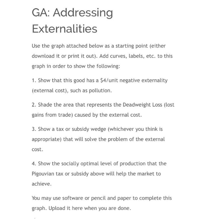 Solved GA: Addressing Externalities Use the graph attached | Chegg.com