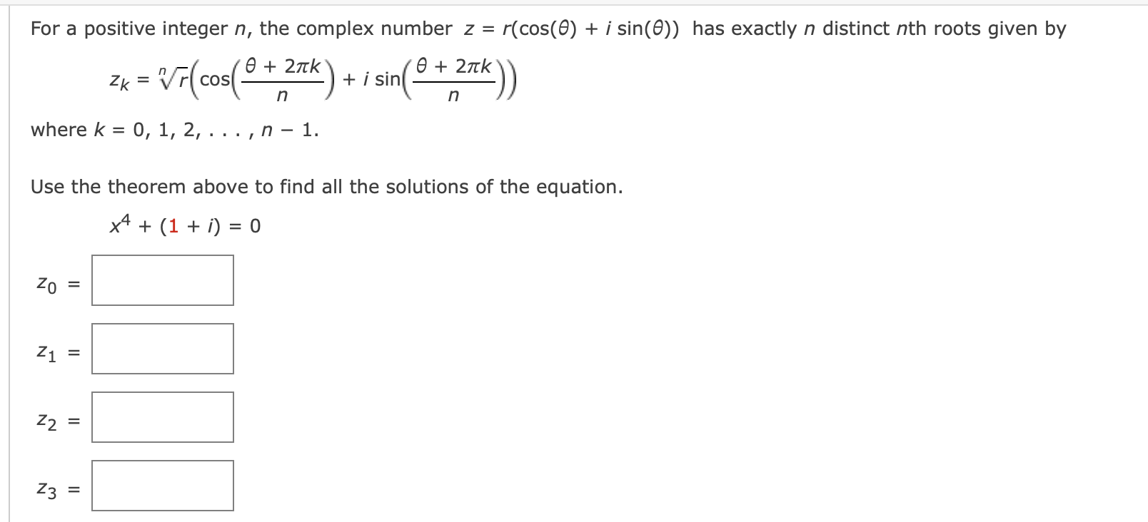 Solved For a positive integer n, the complex number | Chegg.com