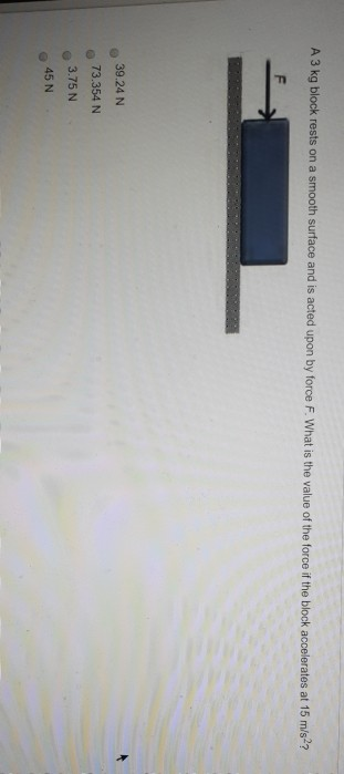Solved A 3 kg block rests on a smooth surface and is acted | Chegg.com