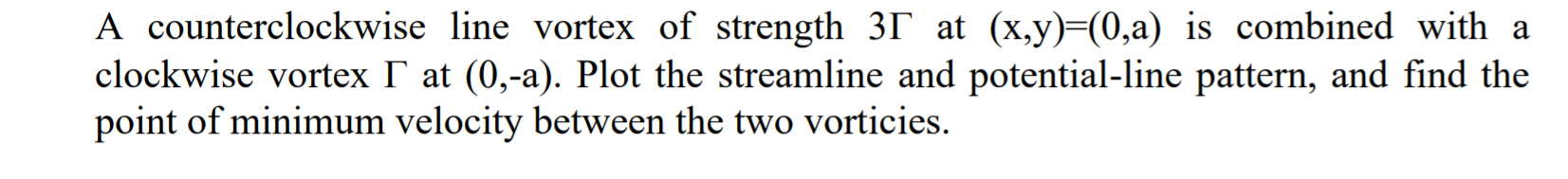 A counterclockwise line vortex of strength 31 at | Chegg.com