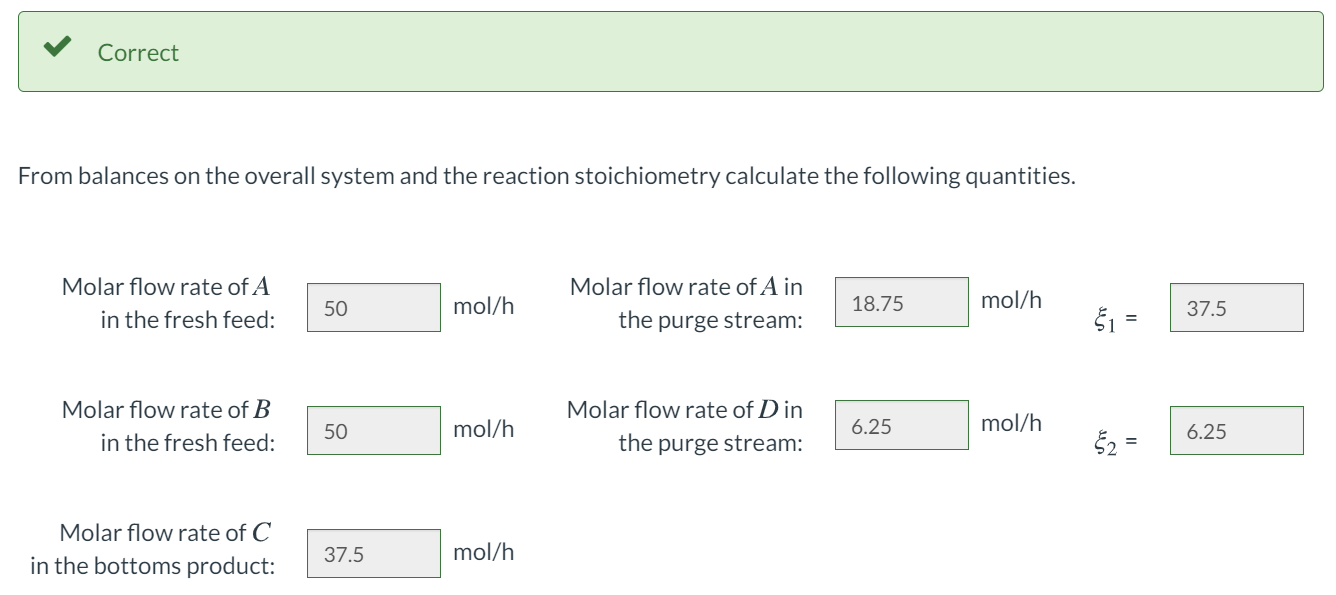 Solved Fresh feed consisting of equimolar amounts of species | Chegg.com