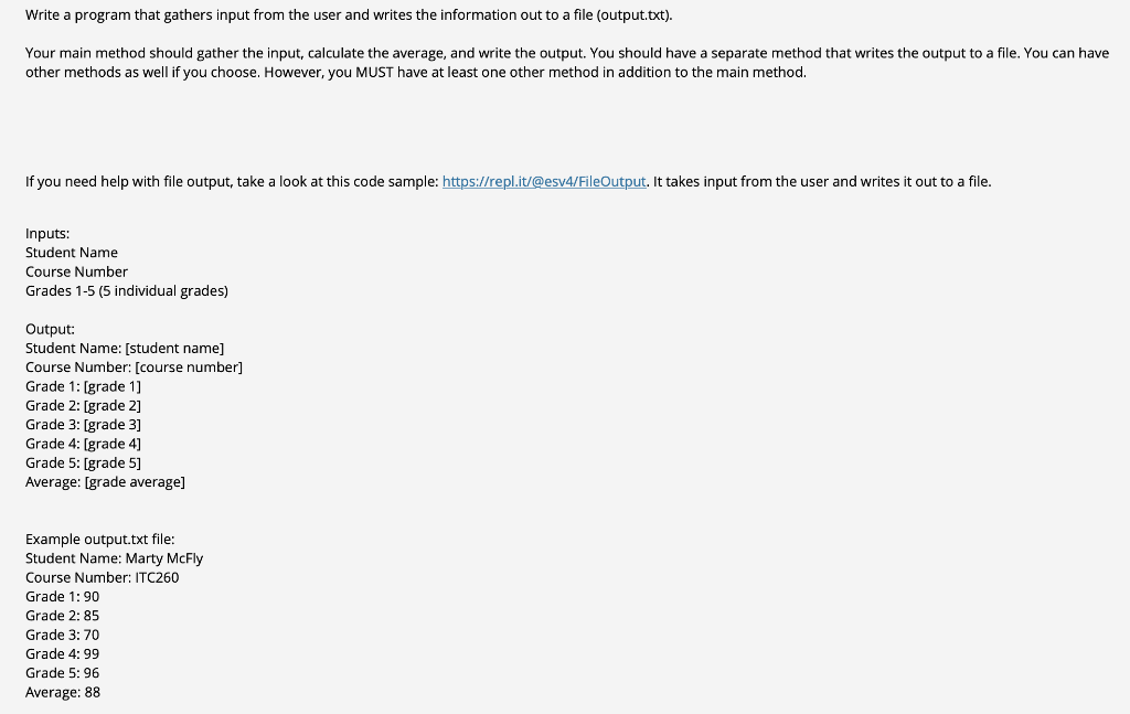 Solved Write A Program That Gathers Input From The User And 9257