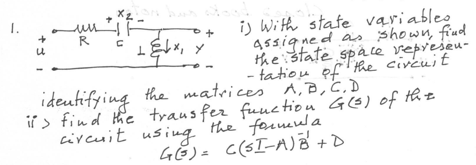 Solved 1. i) With state variables assigned as shown, find | Chegg.com