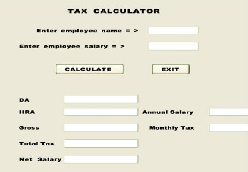 TAX CALCULATOR Enter employee name = > Enter employee | Chegg.com