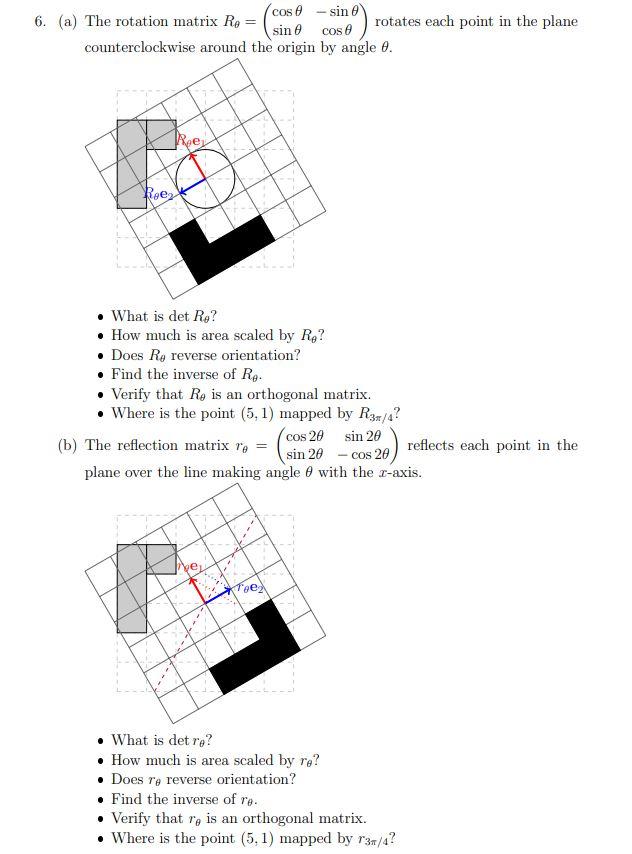 Solved 6. (a) The rotation matrix Ro cos - sin rotates each | Chegg.com