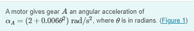 Solved A motor gives gear A an angular acceleration of | Chegg.com