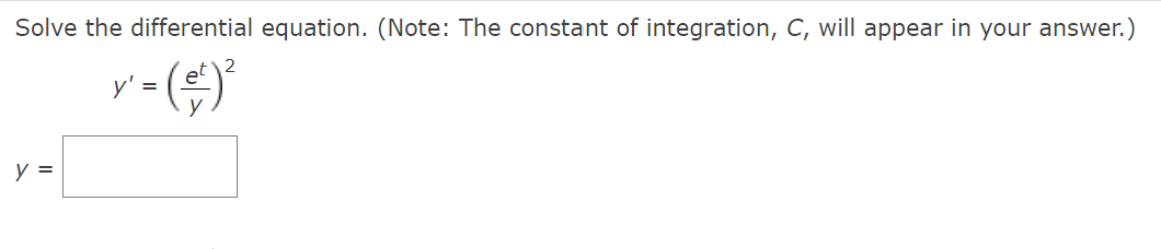 Solved Solve the differential equation. (Note: The constant | Chegg.com