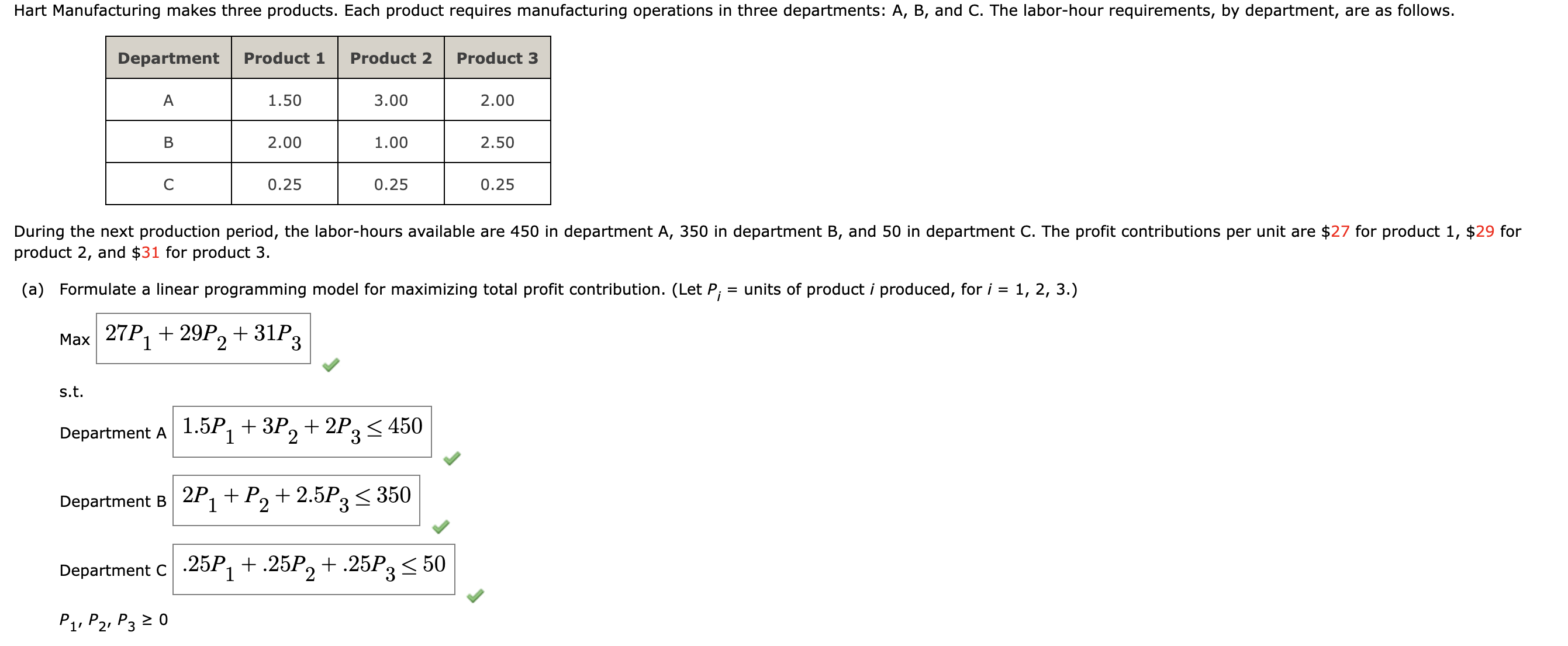Solved product 2, and $31 for product 3. (a) Formulate a | Chegg.com