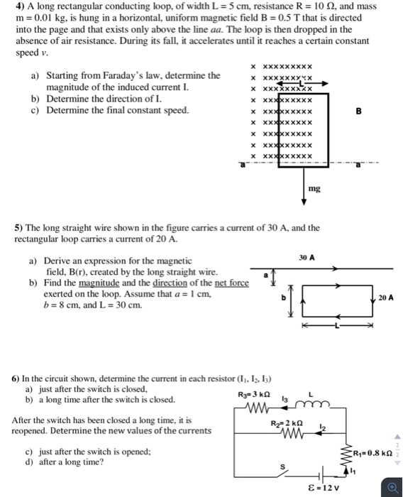 Solved 4) A long rectangular conducting loop, of width L 5 | Chegg.com