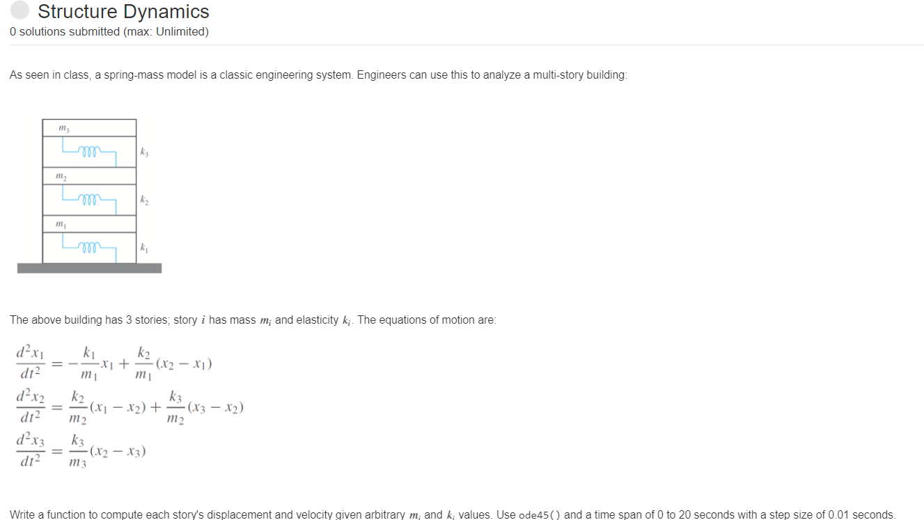 Solved Structure Dynamics O solutions submitted (max: | Chegg.com