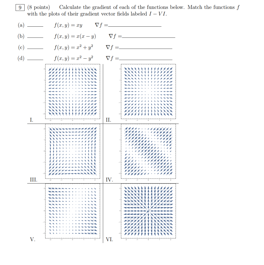 Solved 9 (8 points) Calculate the gradient of each of the | Chegg.com