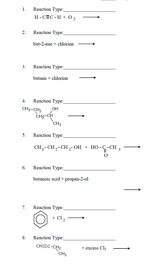 Solved CHEM 30-Complete the following reaction equations and | Chegg.com