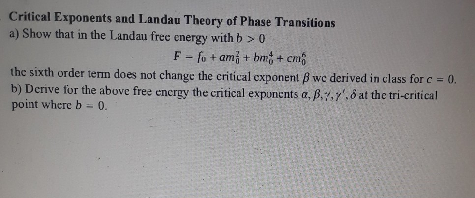 Solved Critical Exponents and Landau Theory of Phase | Chegg.com