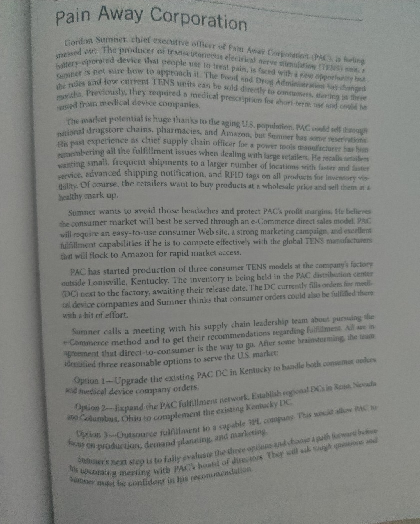 Solved Pain Away Corporation Stames is not sure how to | Chegg.com