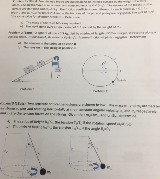 Solved Problem 1 (18pts): Two chained blocks are pulled | Chegg.com