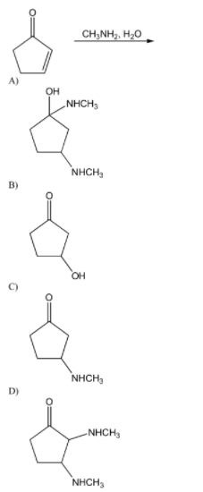 Solved CH3NH2, H20 A) OH NHCH NHCH B) OH NHCH3 D) -NHCH, | Chegg.com