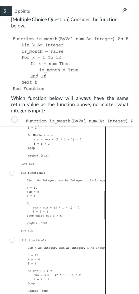 2 points [Multiple Choice Question] Consider the | Chegg.com