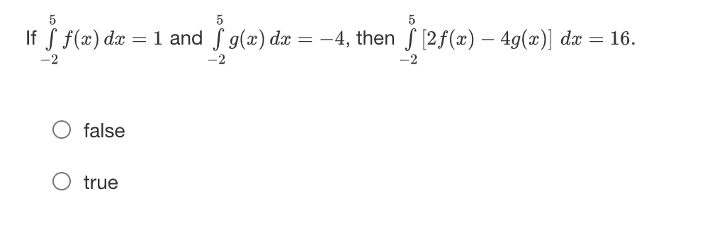 Solved If ∫-25f(x)dx=1 ﻿and ∫-25g(x)dx=-4, ﻿then | Chegg.com