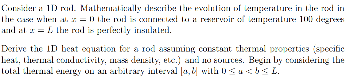 Solved Consider a 1D rod. Mathematically describe the | Chegg.com