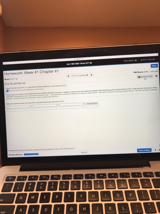 Homework Week 1 Chapter 1 Score 0 Of E16 26