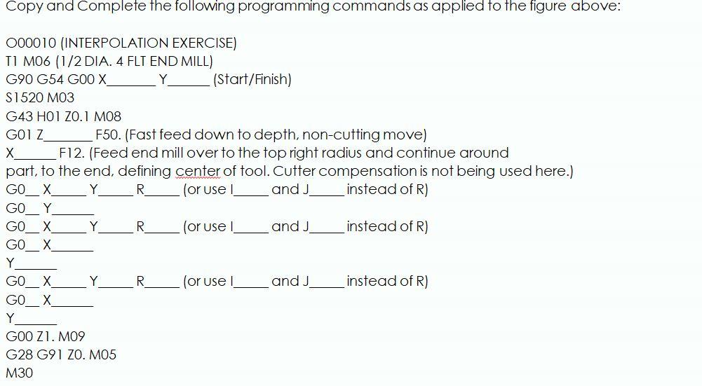 Copy and Complete the following programming commands | Chegg.com