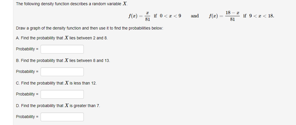 Solved The following density function describes a random | Chegg.com