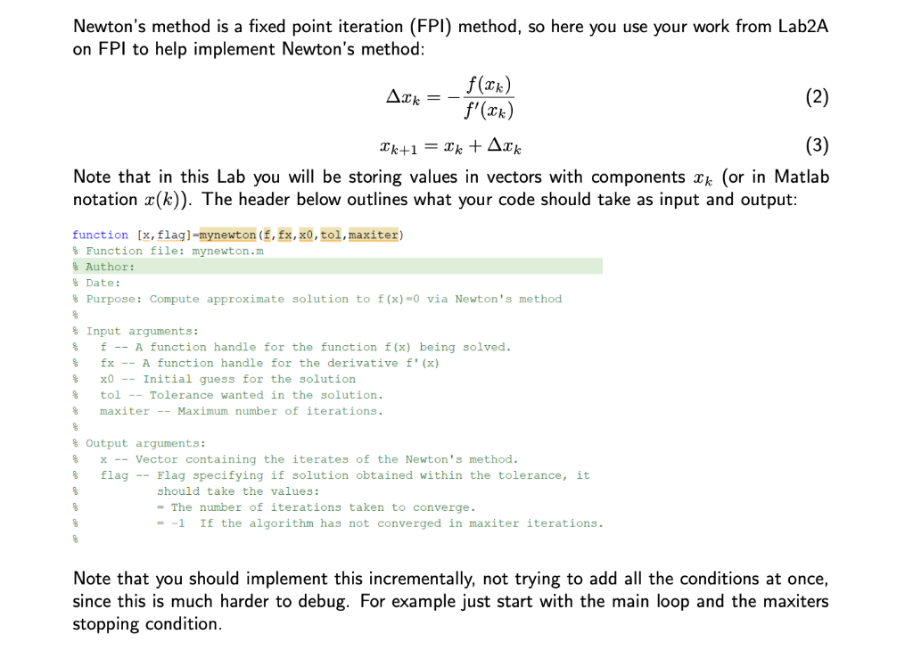 Solved Newtons Method Is A Fixed Point Iteration Fpi 