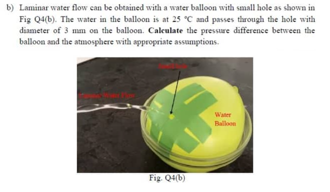 Solved b) Laminar water flow can be obtained with a water | Chegg.com