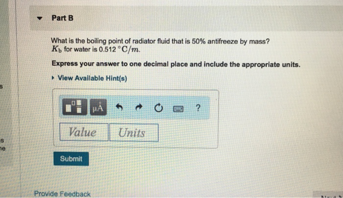 Solved Part B What is the boiling point of radiator fluid | Chegg.com